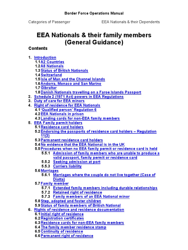 Eea Nationals | PDF | Freedom Of Movement | Passport