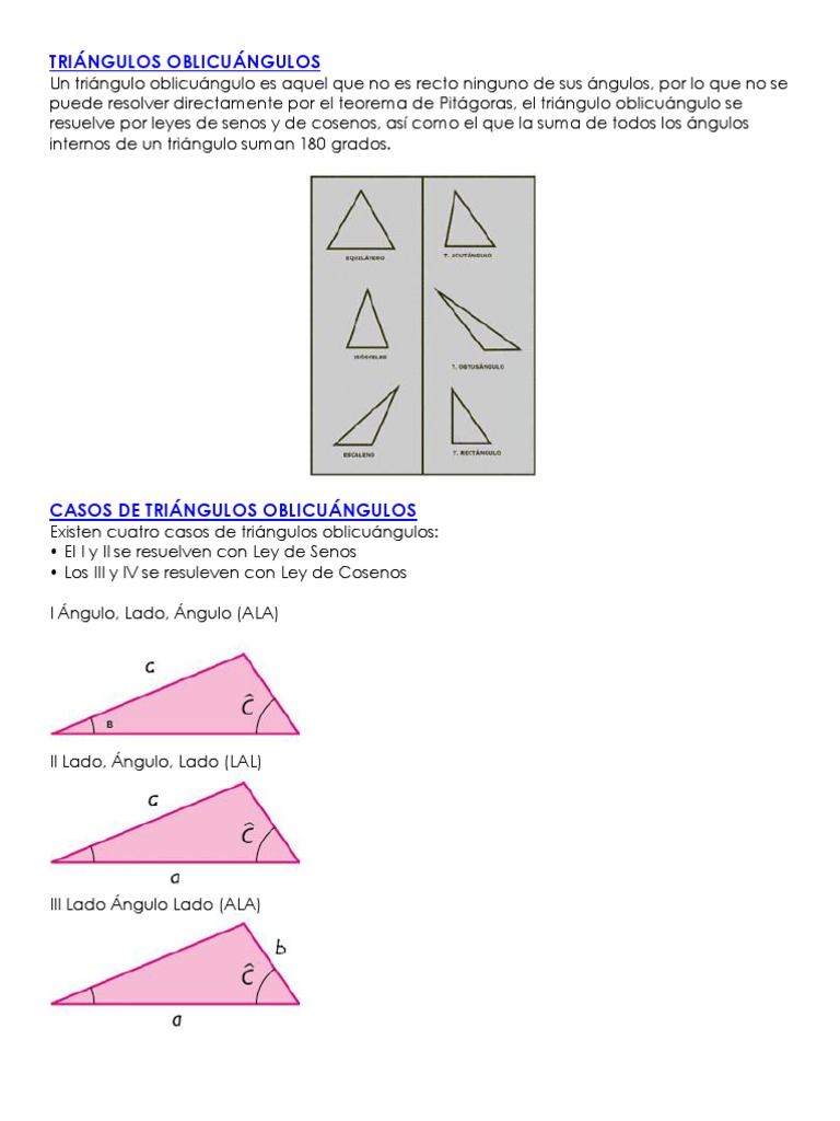 Triángulos Oblicuángulos | PDF | Triángulo | Geometría triangular