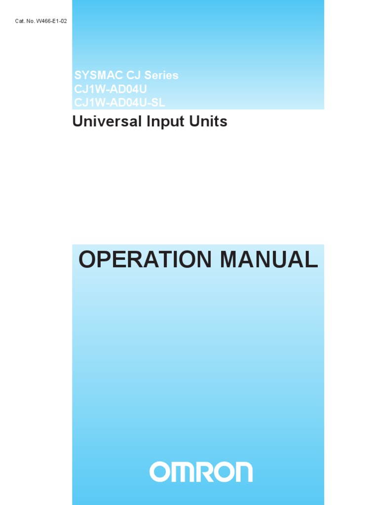 Operation Manual: Universal Input Units | PDF