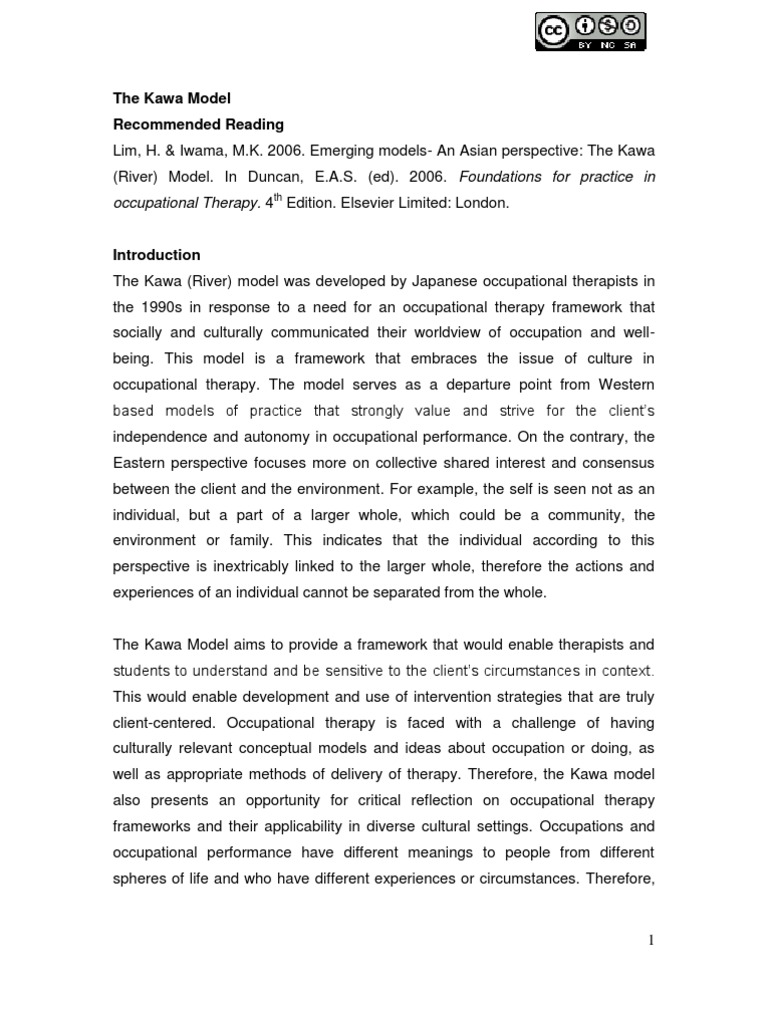 Kawa Model PDF | Download Free PDF | Occupational Therapy | Conceptual Model