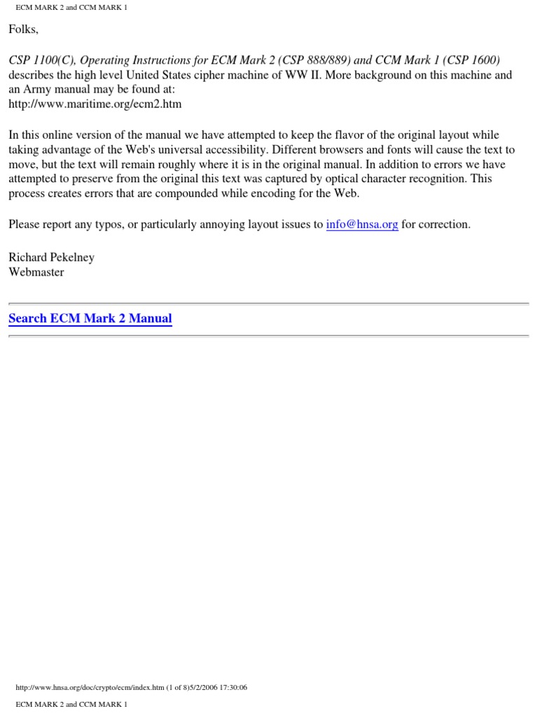 1944 US Navy WWII ECM Mark 2 Cipher Machine 107p. | PDF | Technology ...