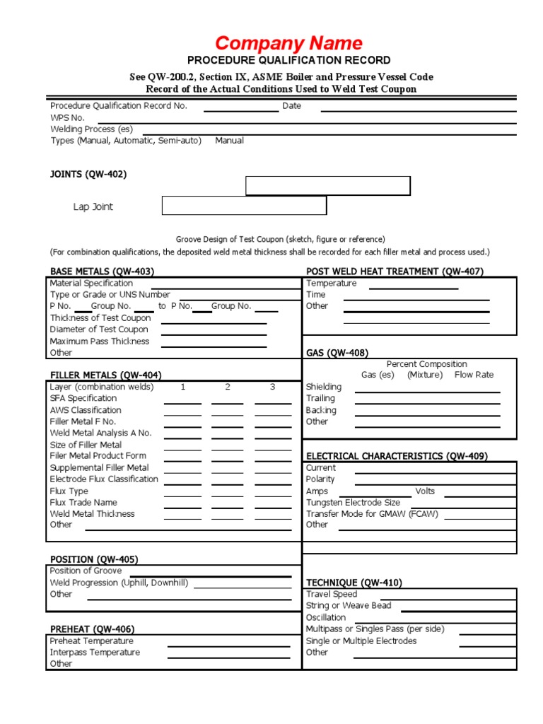 PQR REV. 2010a Interactive Form | Welding | Steel