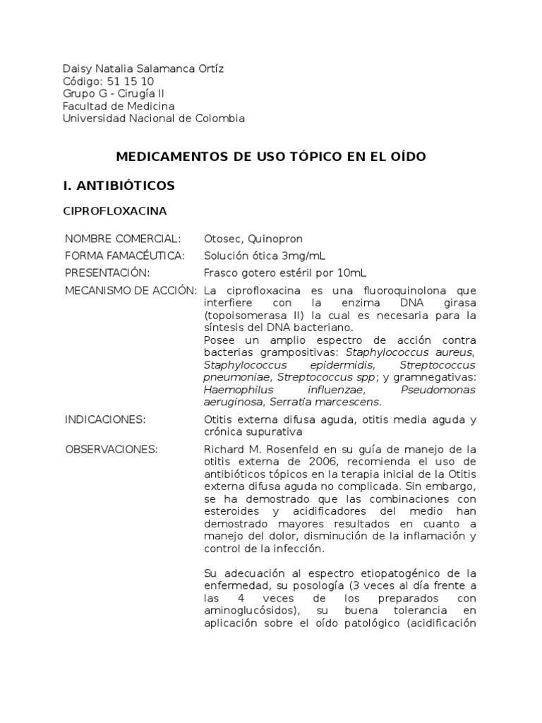 Medicamentos Óticos: Antibióticos y Analgésicos | PDF | Bacterias Gram ...