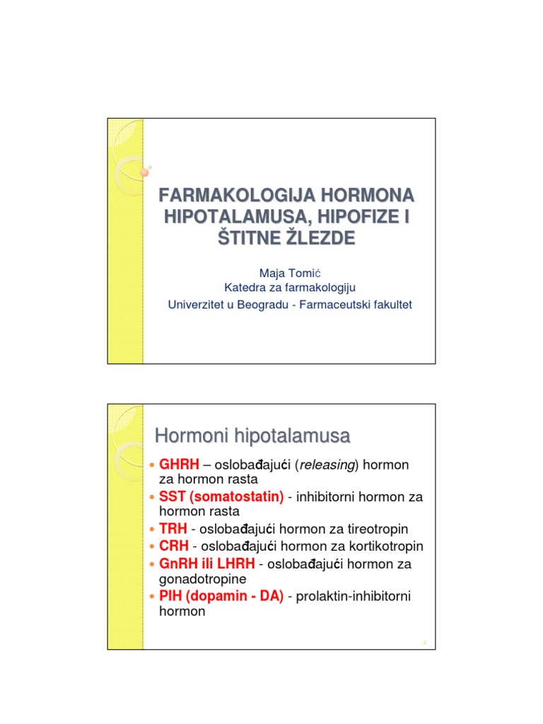 Hormoni Hipotalamusa, Hipofize I - Titne - Lezde | PDF