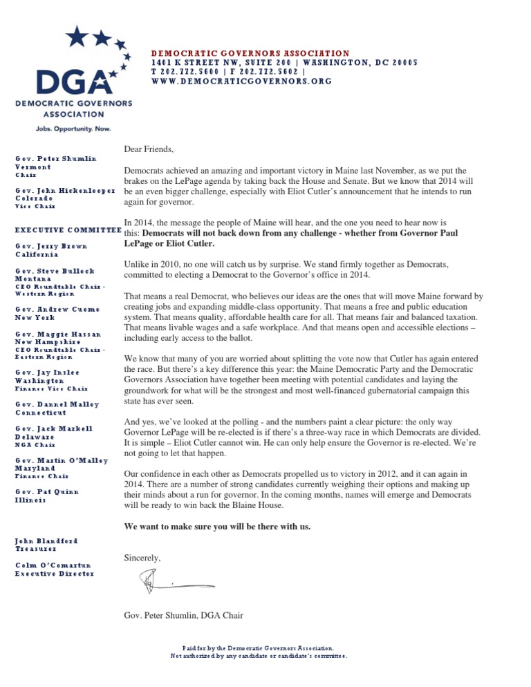 DGA Letter To Supporters | PDF | Democratic Party (United States ...