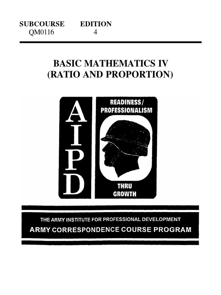 Army Basic Mathematics IV Ratio and Proportion | PDF | Ratio | Test ...
