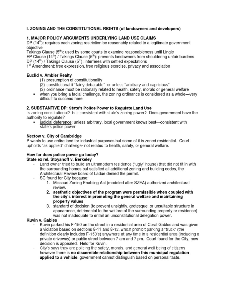 Land Use Outline | PDF | Rational Basis Review | Zoning