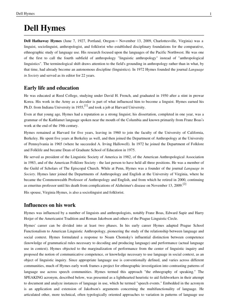Dell Hymes | PDF | Museology | Human Communication