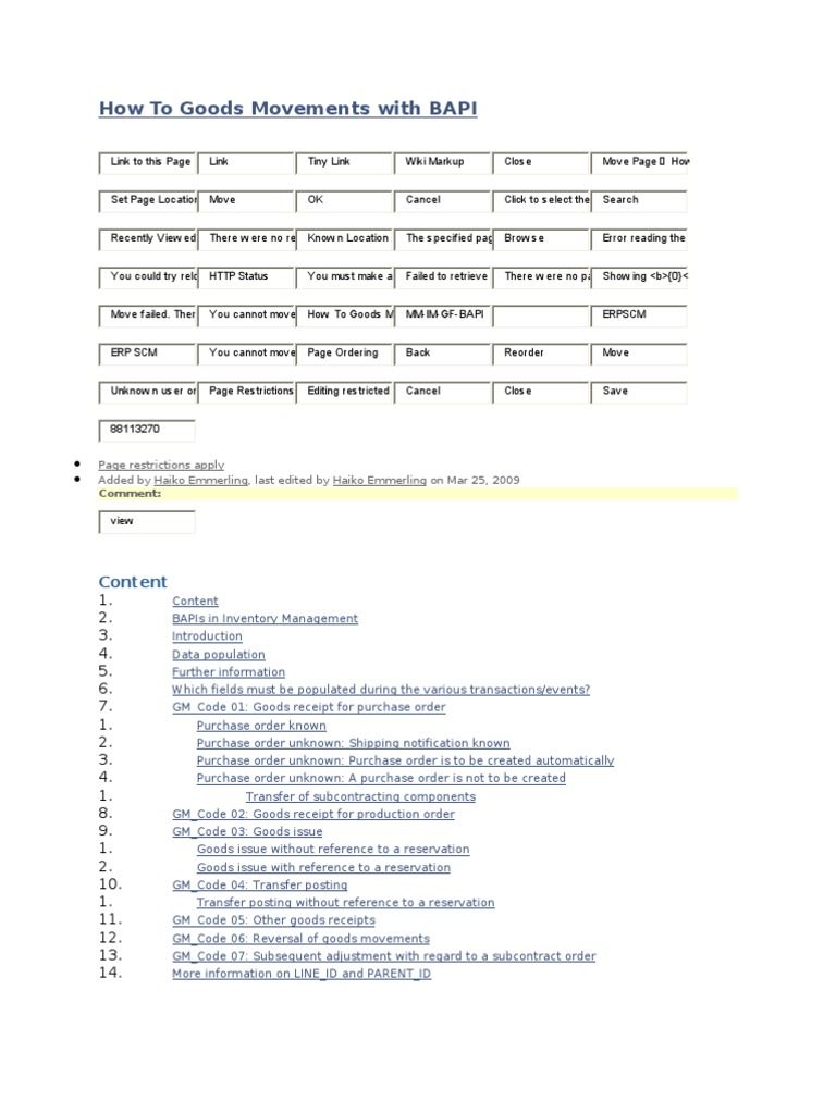 Goods Movements With BAPI | PDF