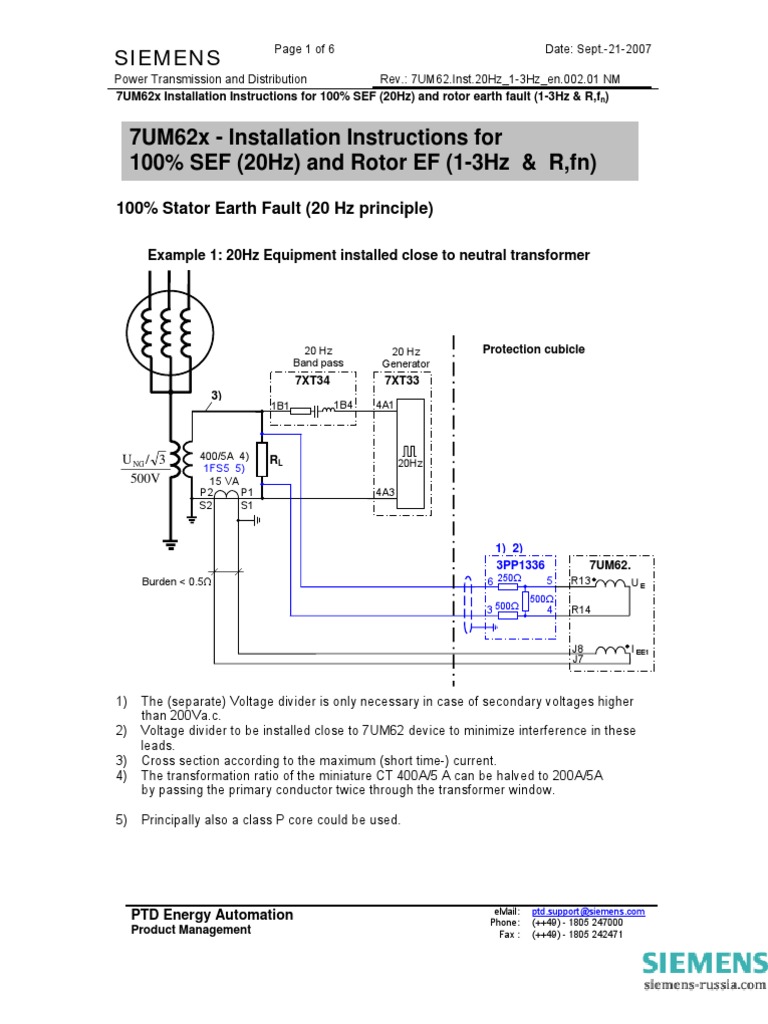 7UM62 Installation Instr 02 | PDF | Transformer | Electric Power Transmission