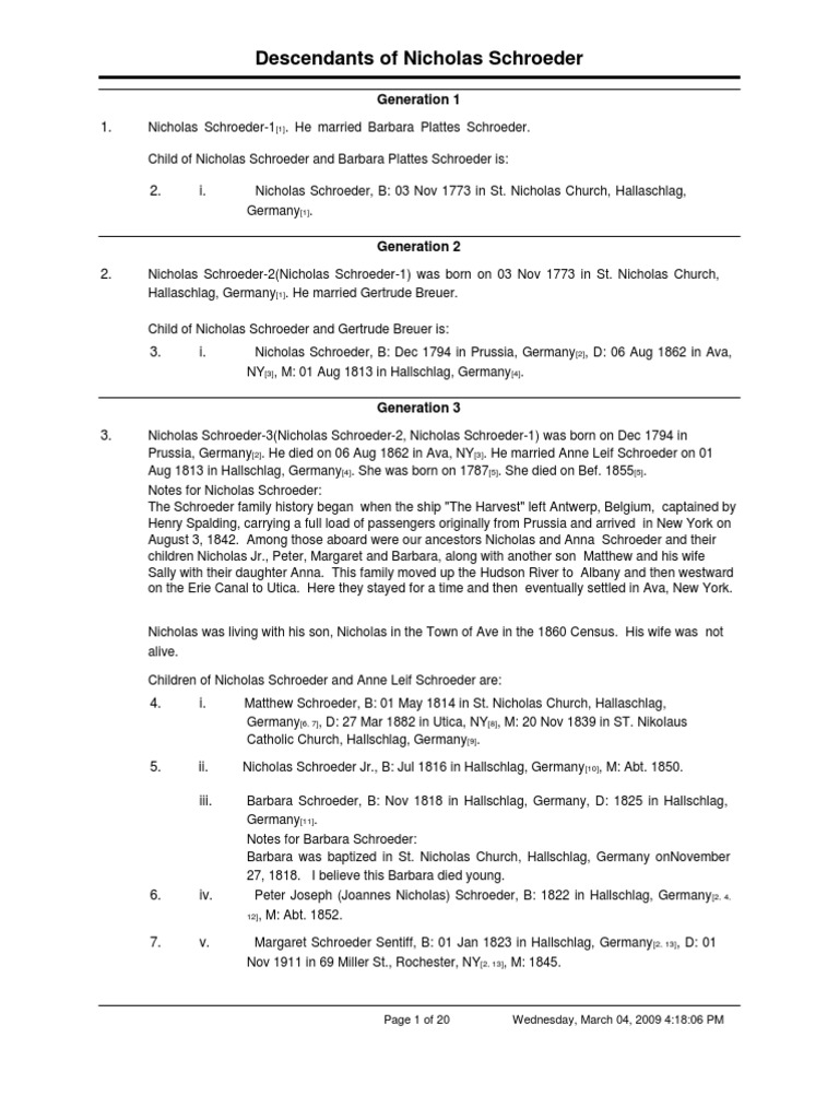 Schroeder 5 Generation Report | PDF | Travel | History