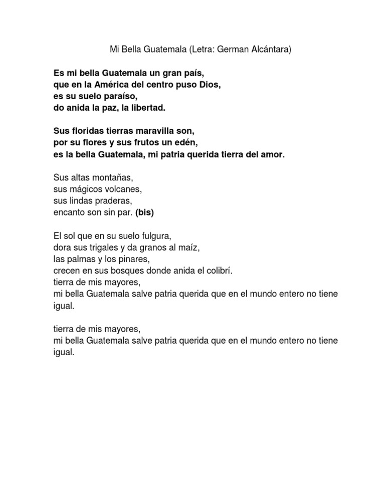 Letra Mi Bella Guatemala | PDF