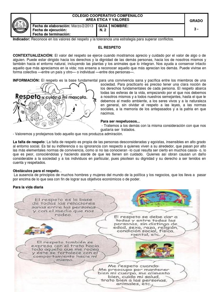 Guía # 2 Respeto | PDF | Kofi Annan | Dignidad