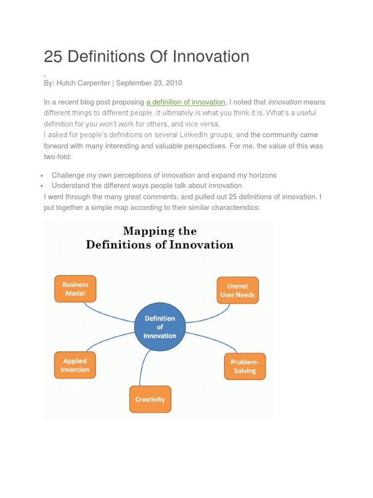 Definitions of Innovation: Exploring the Many Facets of a Multifaceted ...