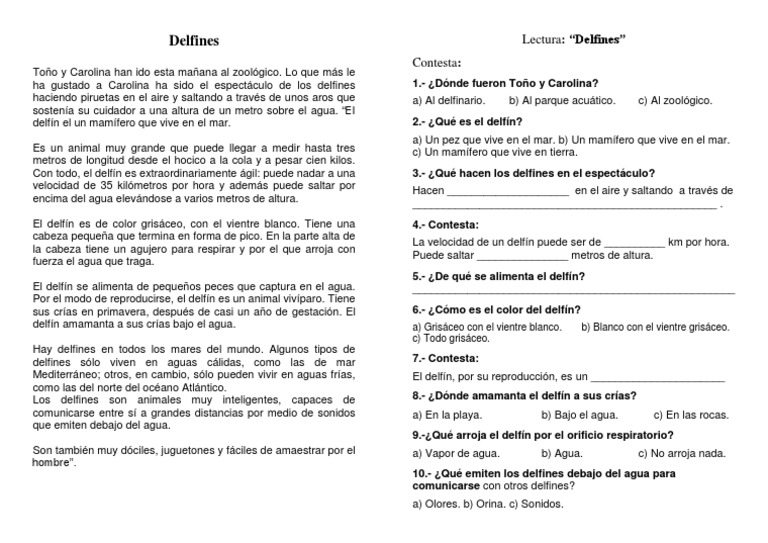 Lectura Delfines | PDF