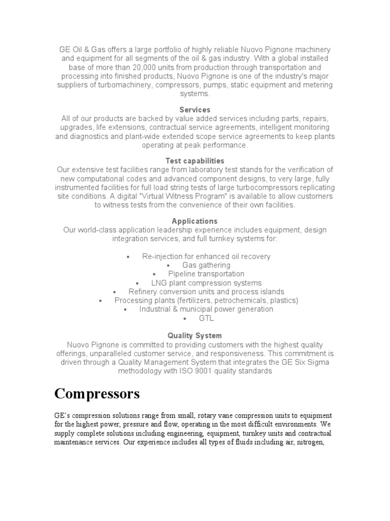 GE Oil Nuovo Pignone | Gas Compressor | Gas Turbine