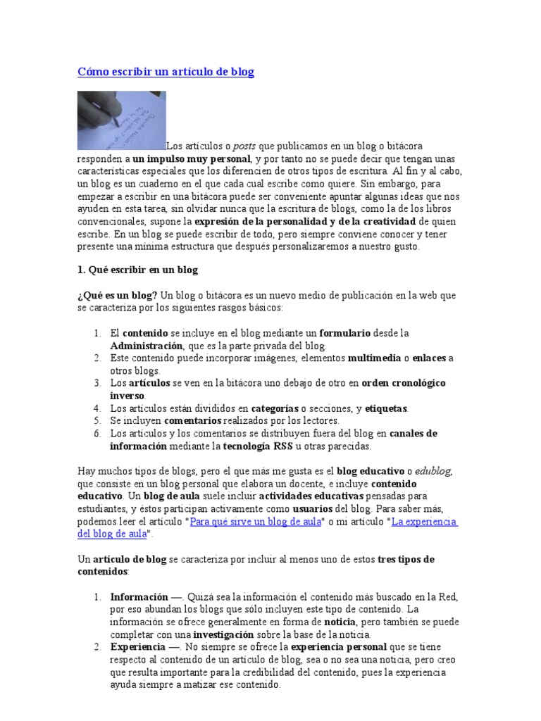 Cómo Escribir Un Artículo de Blog | PDF | Blog | Hipervínculo