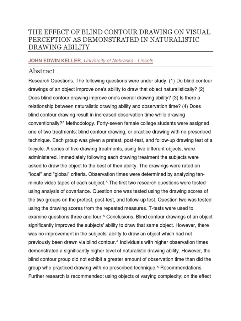 The Effect of Blind Contour Drawing On Visual Perception As ...