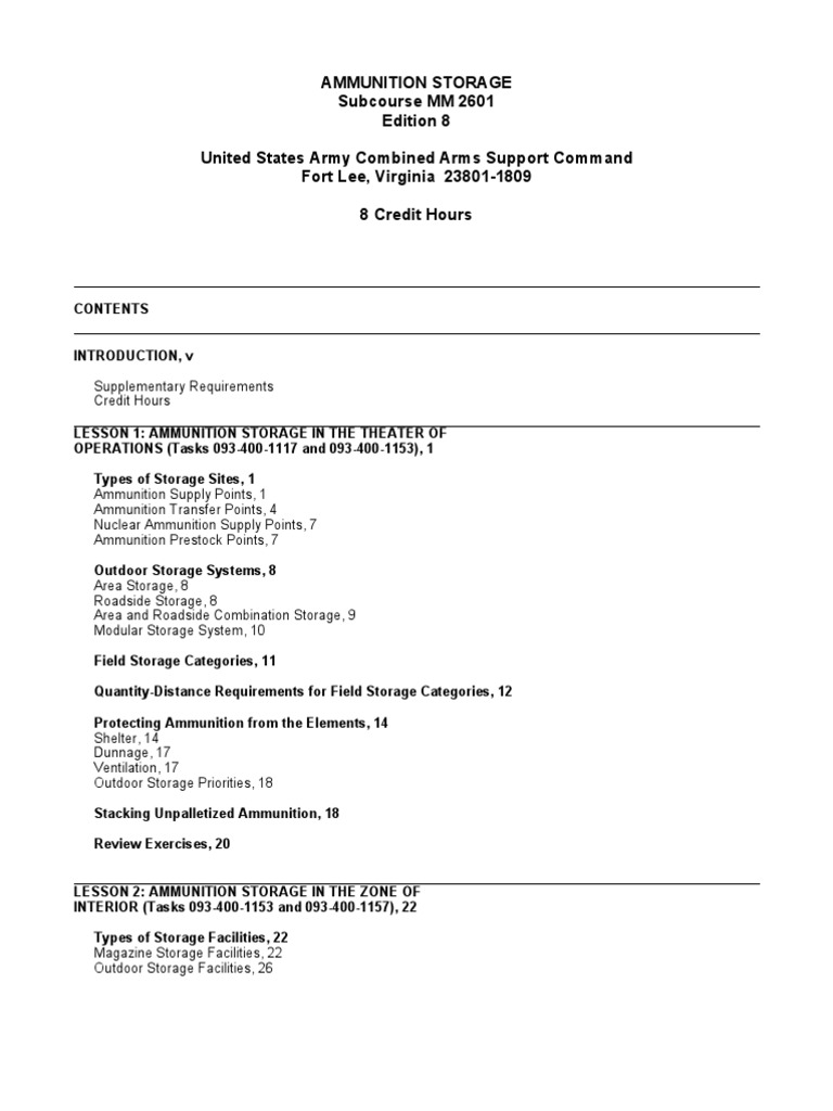 Army Ammunition Storage | PDF | Ammunition | Projectile Weapons
