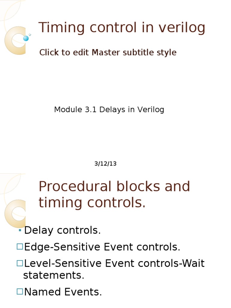 Timing Controls in Verilog: Delays, Events, and Back-Annotation | PDF ...