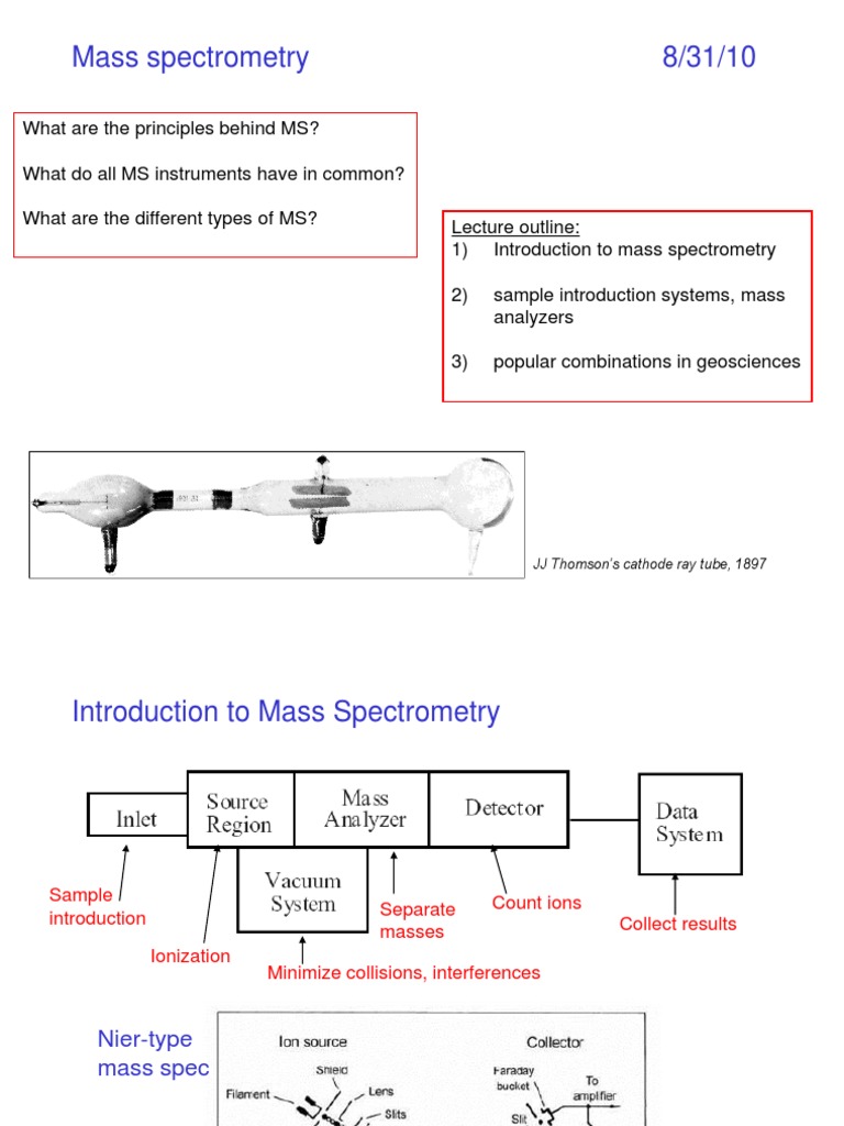 Lecture2 Massspec | PDF | Mass Spectrometry | Molecular Physics