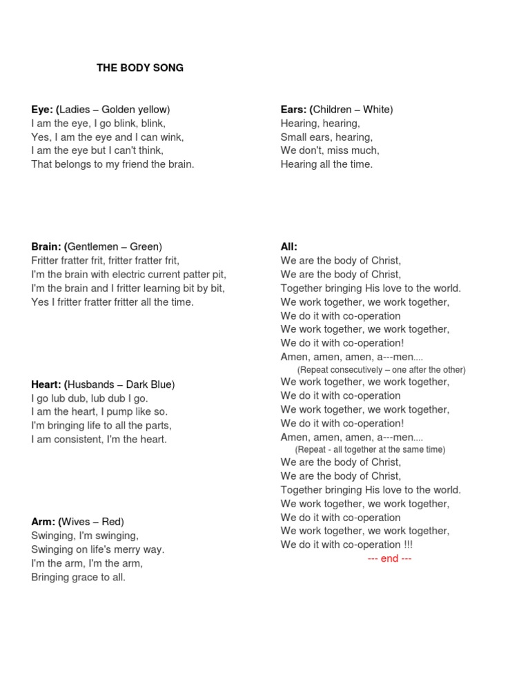 The Body Song for Kids | PDF