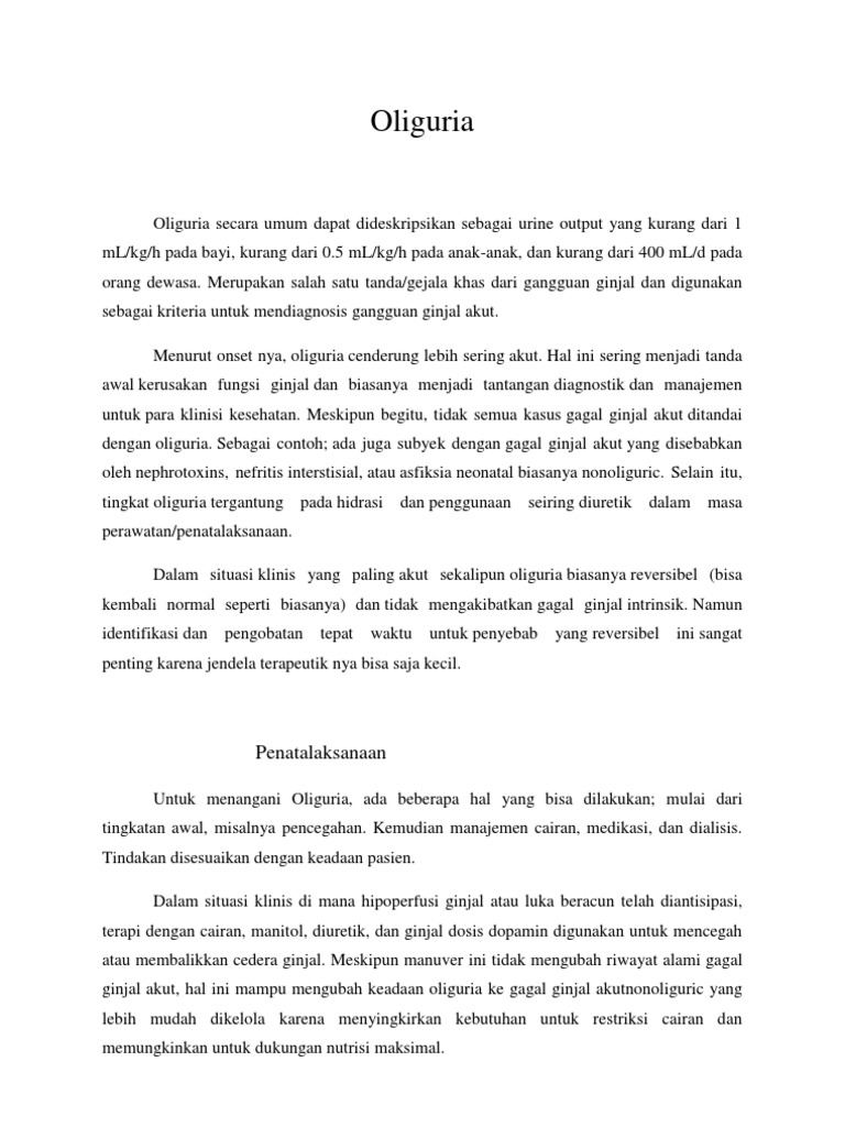 Oliguria | PDF