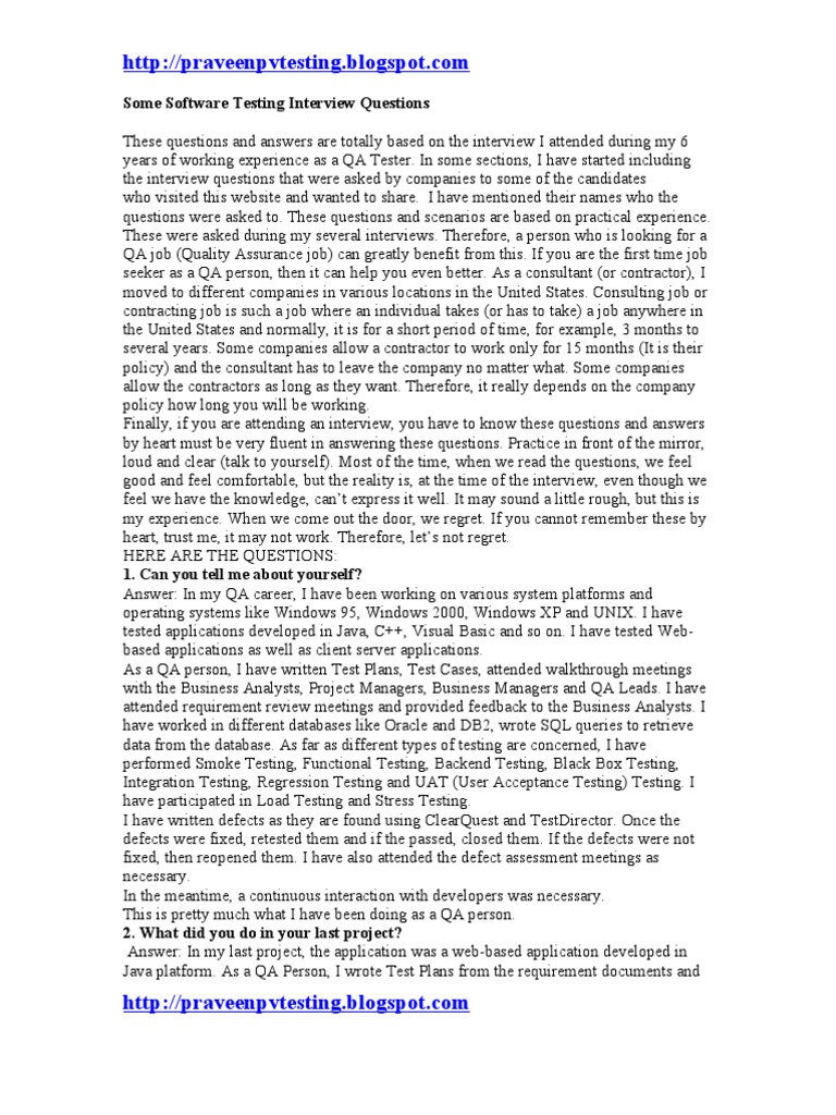 Manual Testing Interview Questions | PDF | Business | Computers