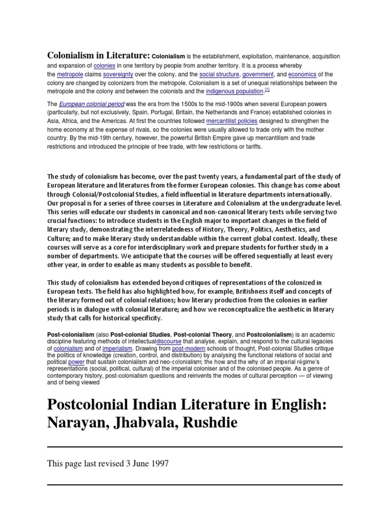 Colonialism in Literature | PDF | Postcolonialism | Colonialism