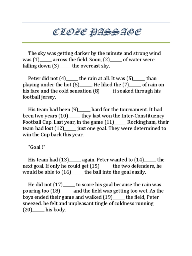 Cloze Passage | PDF