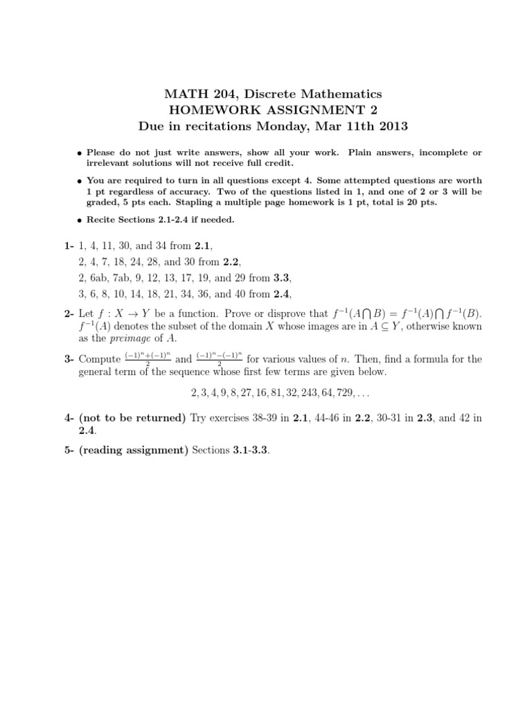Discrete Math Homework Guide | PDF