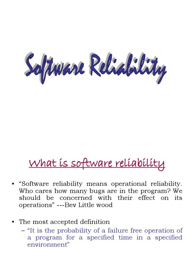 Understanding Software Reliability | PDF | Software Quality | Failure