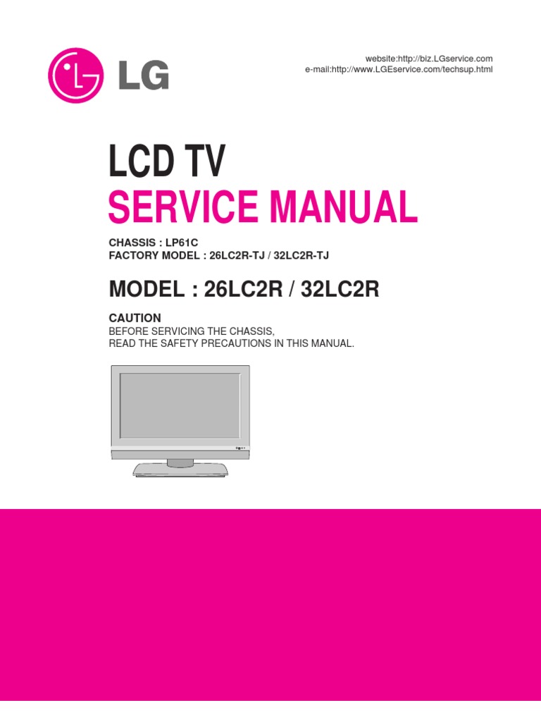 LCD TV LG 26LC2R Service Manual | PDF | Soldering | Electronic Engineering