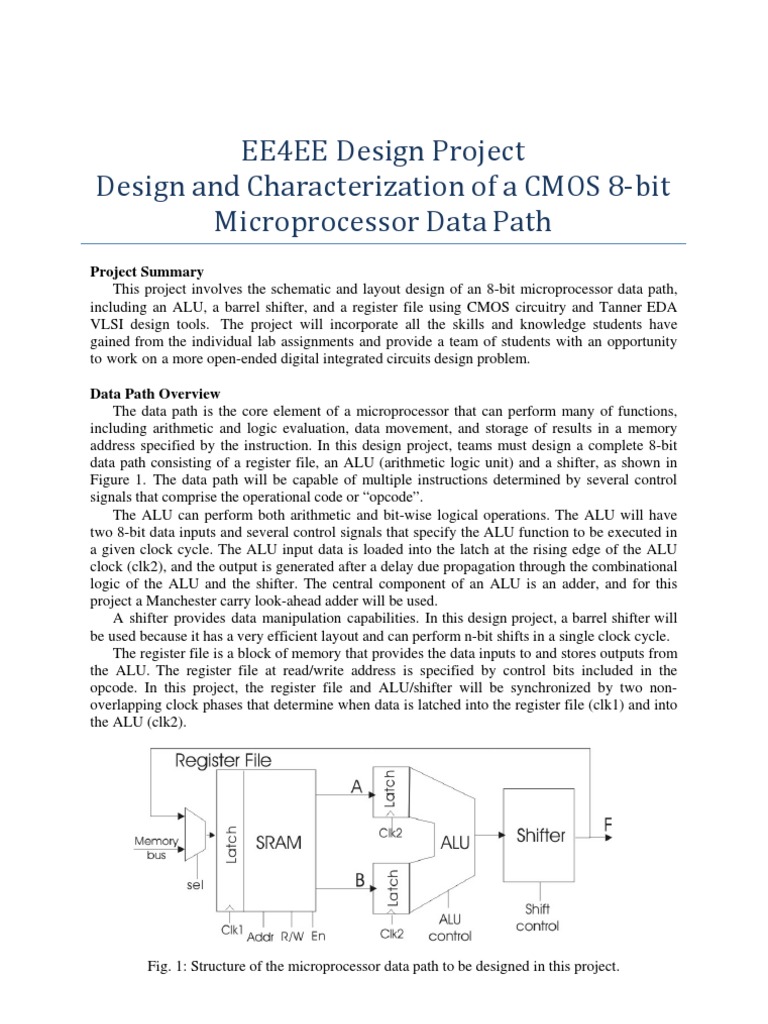 Design And Characterization Of A Cmos 8 Bit Microprocessor Data Path Pdf Computer Hardware 