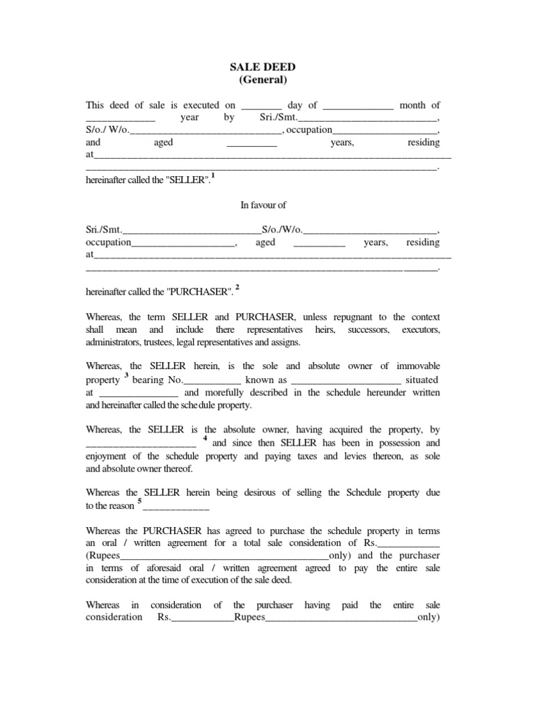 Sale Deed Example | PDF | Deed | Real Property