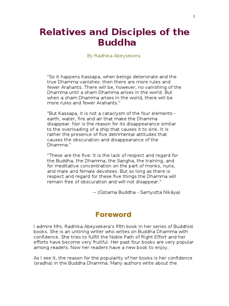 Relatives and Disciples of The Buddha | Download Free PDF | Bhikkhu ...