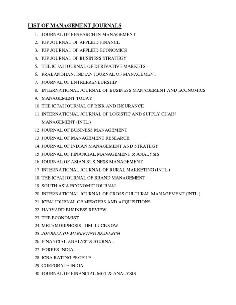 Top Management Journals List | PDF | Business