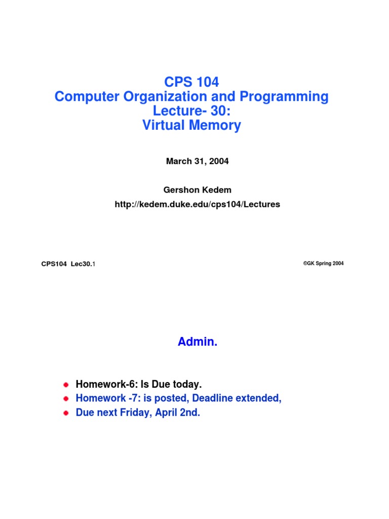 CPS 104 Computer Organization and Programming Lecture-30: Virtual Memory | PDF | Cpu Cache ...