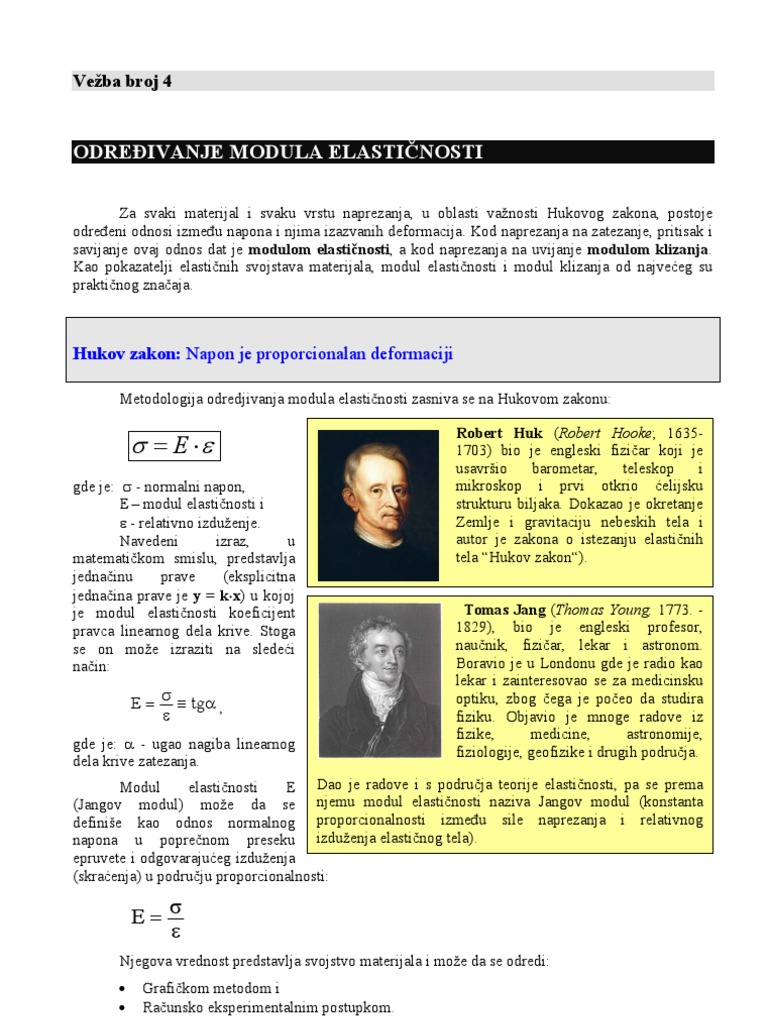 Vezba 4 - Modul Elasticnosti PDF | PDF