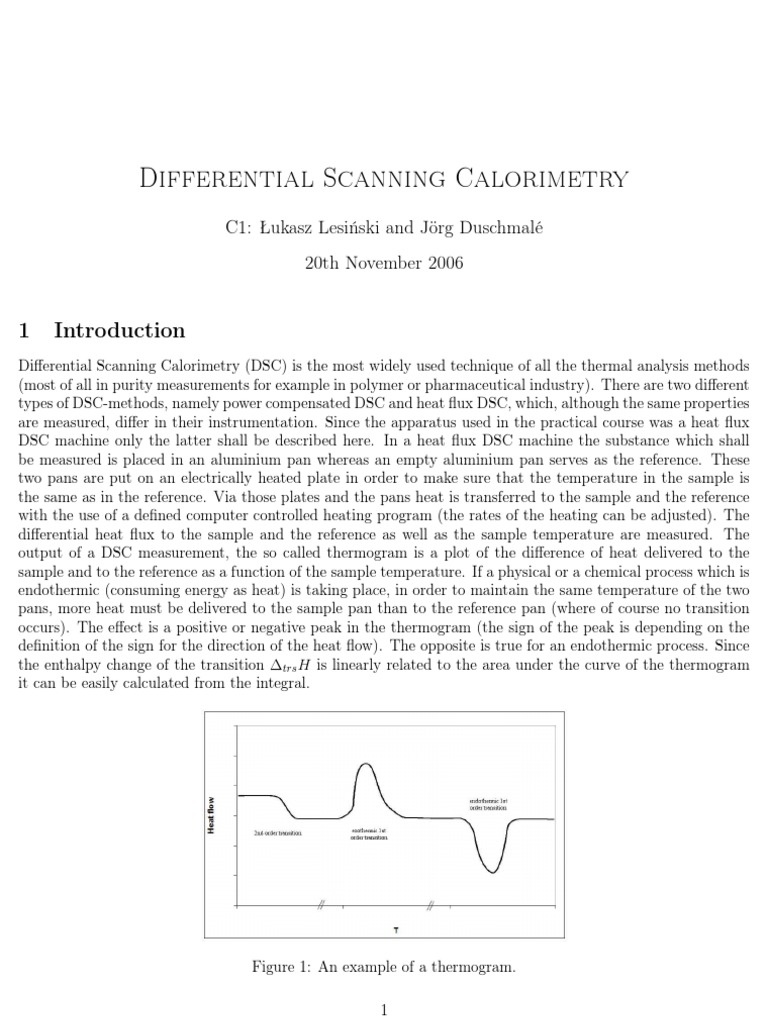 DSC | PDF | Differential Scanning Calorimetry | Liquid Crystal