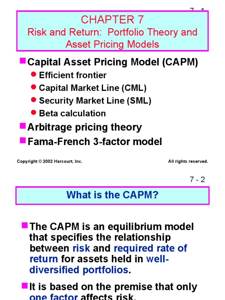 Risk and Return: Portfolio Theory and Asset Pricing Models | PDF ...
