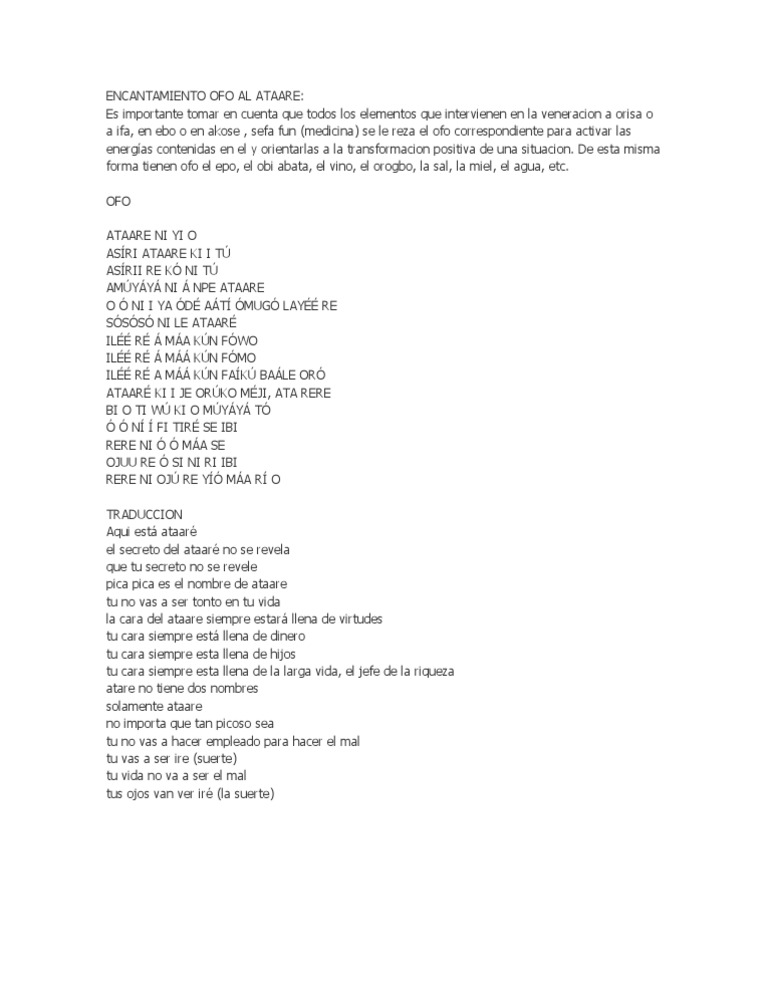 Ofo Al Ataaré: Rezos y energías para la transformación positiva | PDF