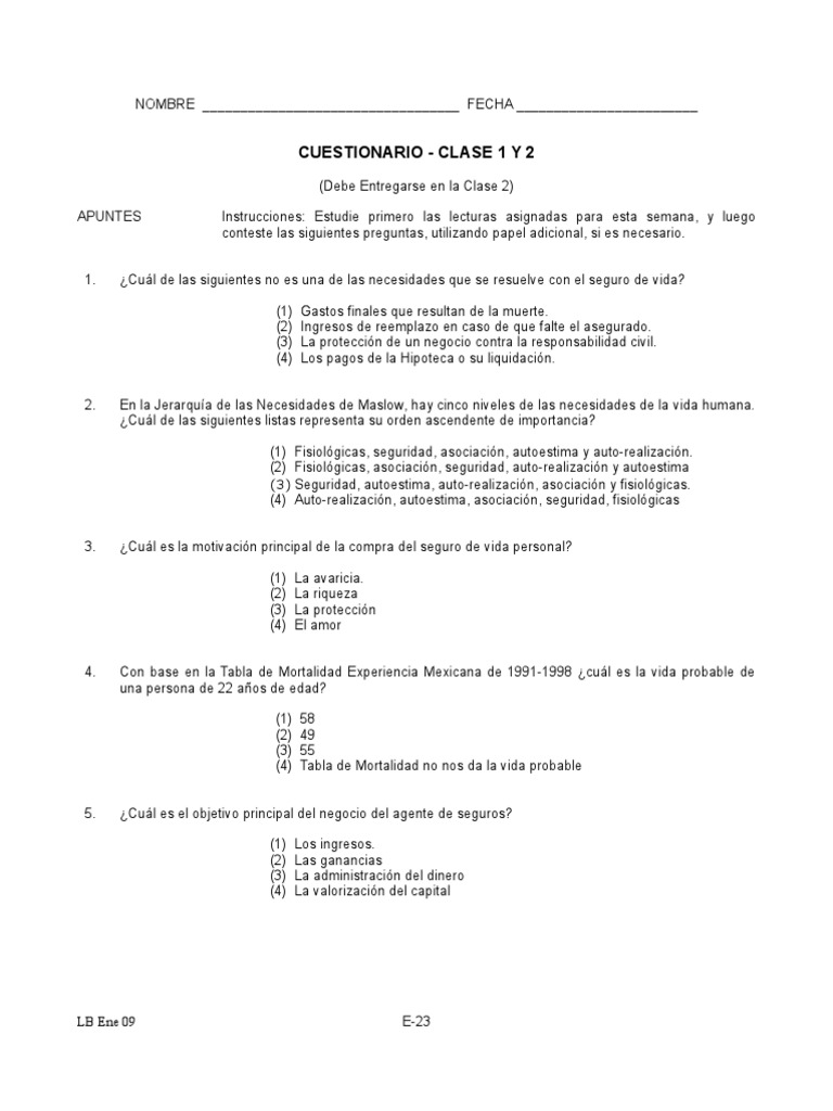LUTC Cuestionarios y Ejercicios | PDF | Seguro | Póliza de seguros