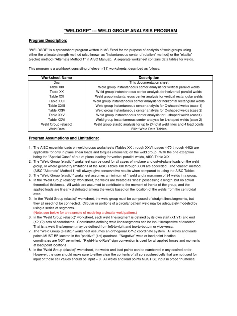 Weldgrp - Weld Group Analysis Program | PDF | Welding | Construction