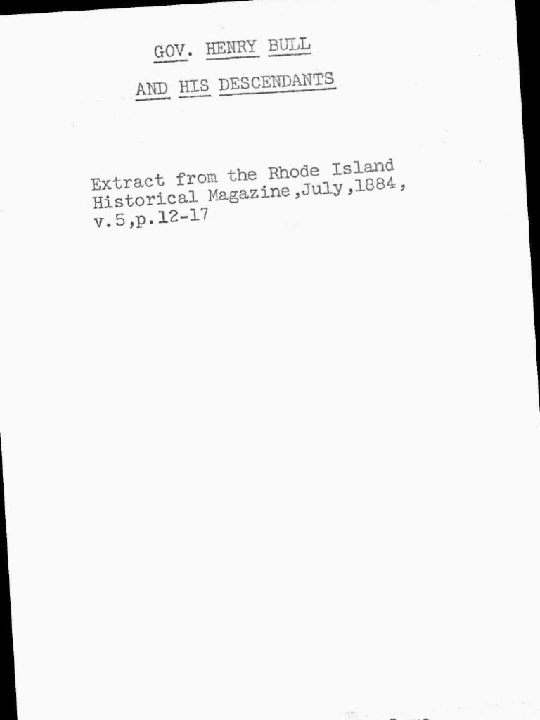 Gov Henry Bull & Descendants | PDF | Kinship And Descent | Social ...