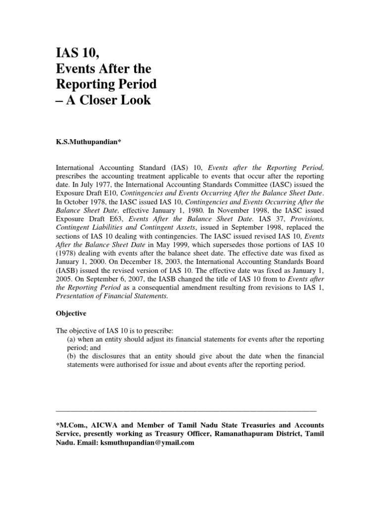 IAS 10 Events After The Reporting Period-A Closer Look | PDF ...