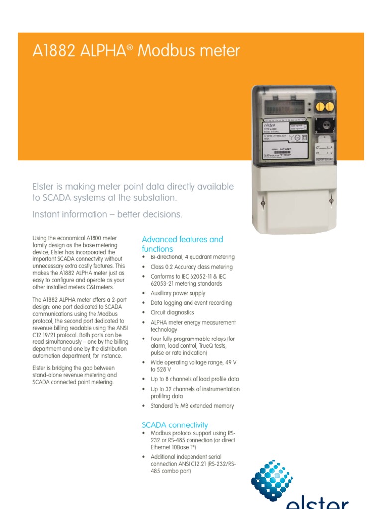 A1882 ALPHA Meter (Modbus) | PDF | Computers | Technology & Engineering