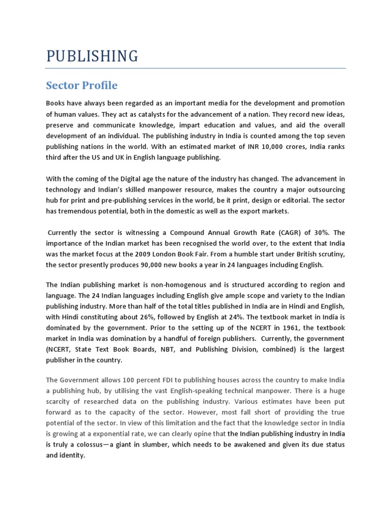 Publishing Sector Profile | PDF | Textbook | Publishing