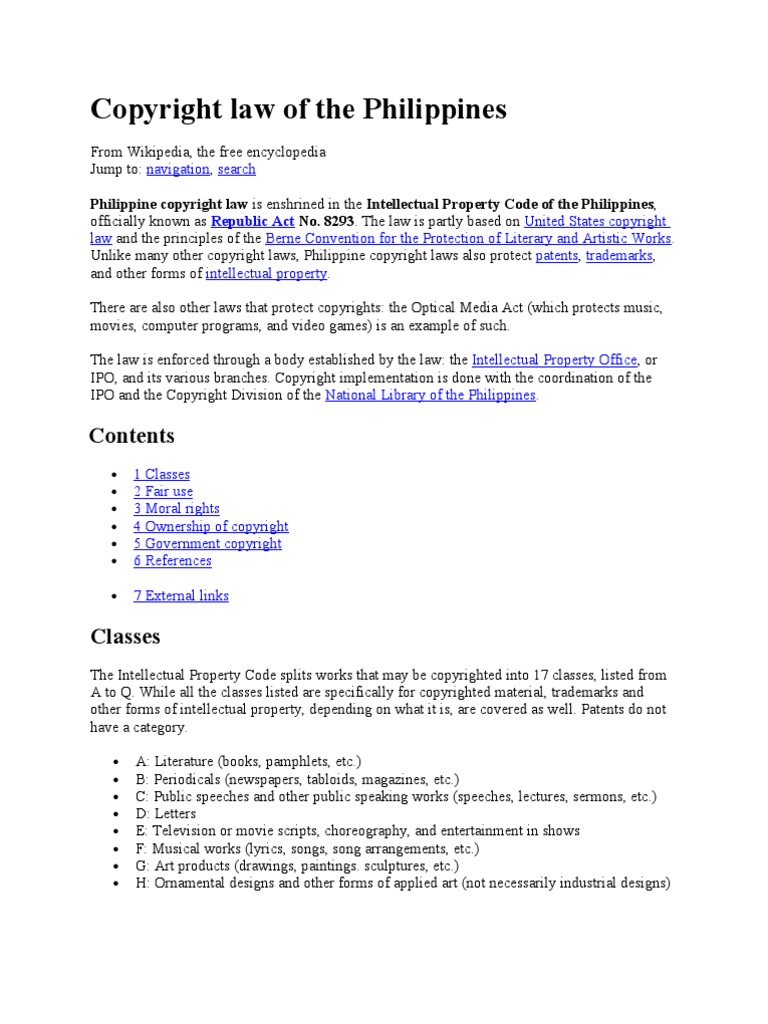 Copyright Law of the Philippines | Intellectual Property Law | Natural ...