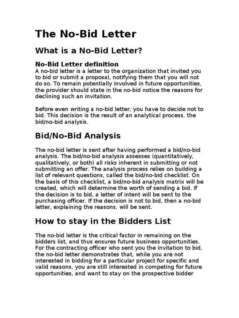 No Bid Letter | PDF